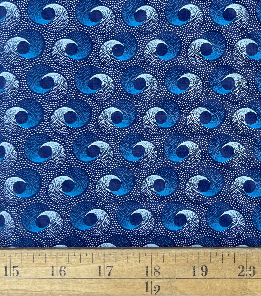 Blue and White on Royal Blue "vortex" Print Shweshwe Fabric From South Africa (1462) | Sold by ...