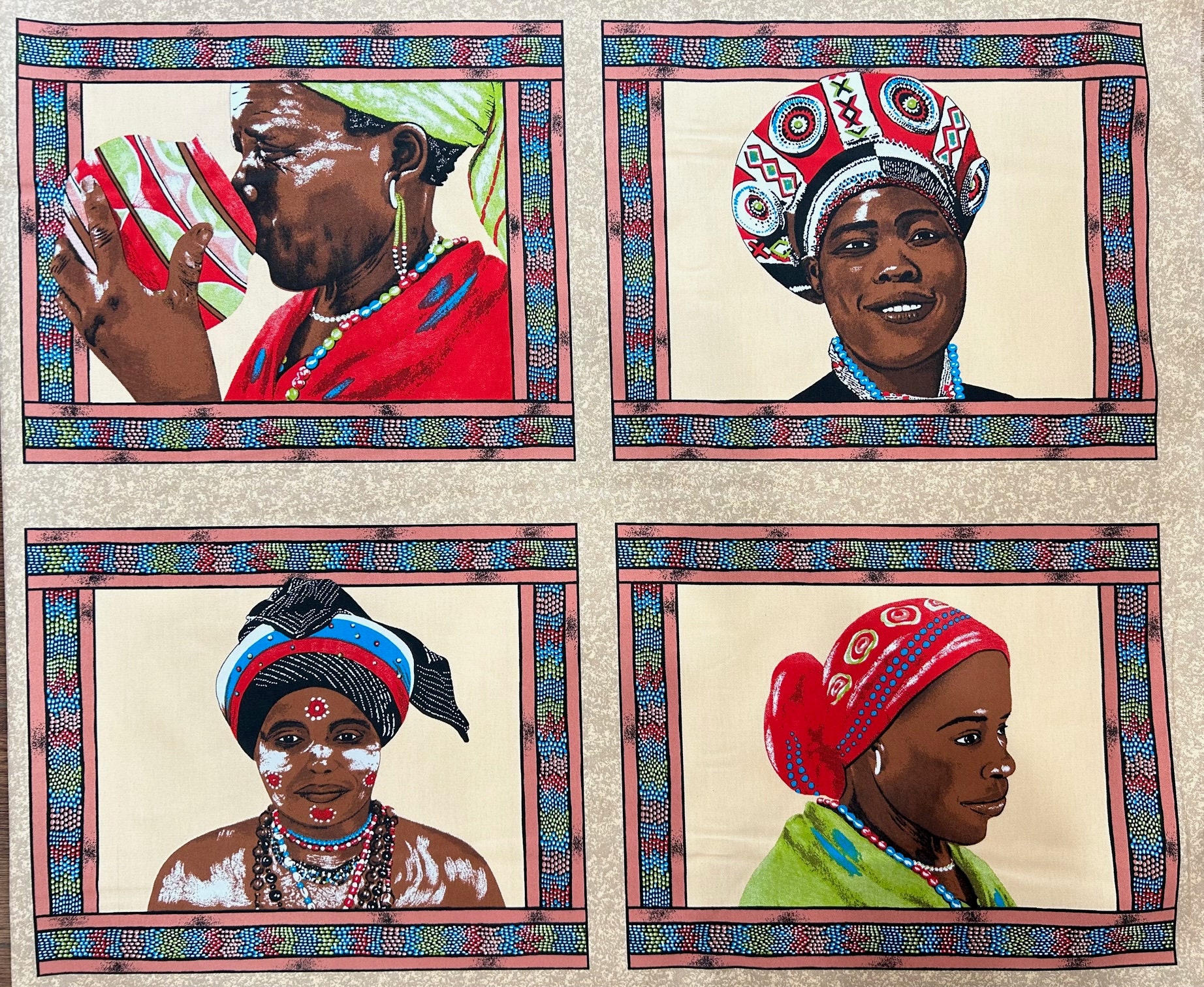 Set of 8 African Lady Panels by Da Gama Textiles, South Africa for ...