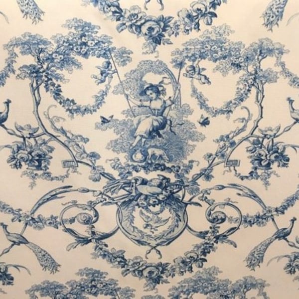 Light Blue Toile Fabric - Etsy
