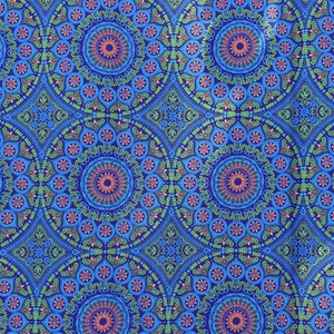 Three Cats Shweshwe Fabric From South Africa | Blue, Orange and Lime ...