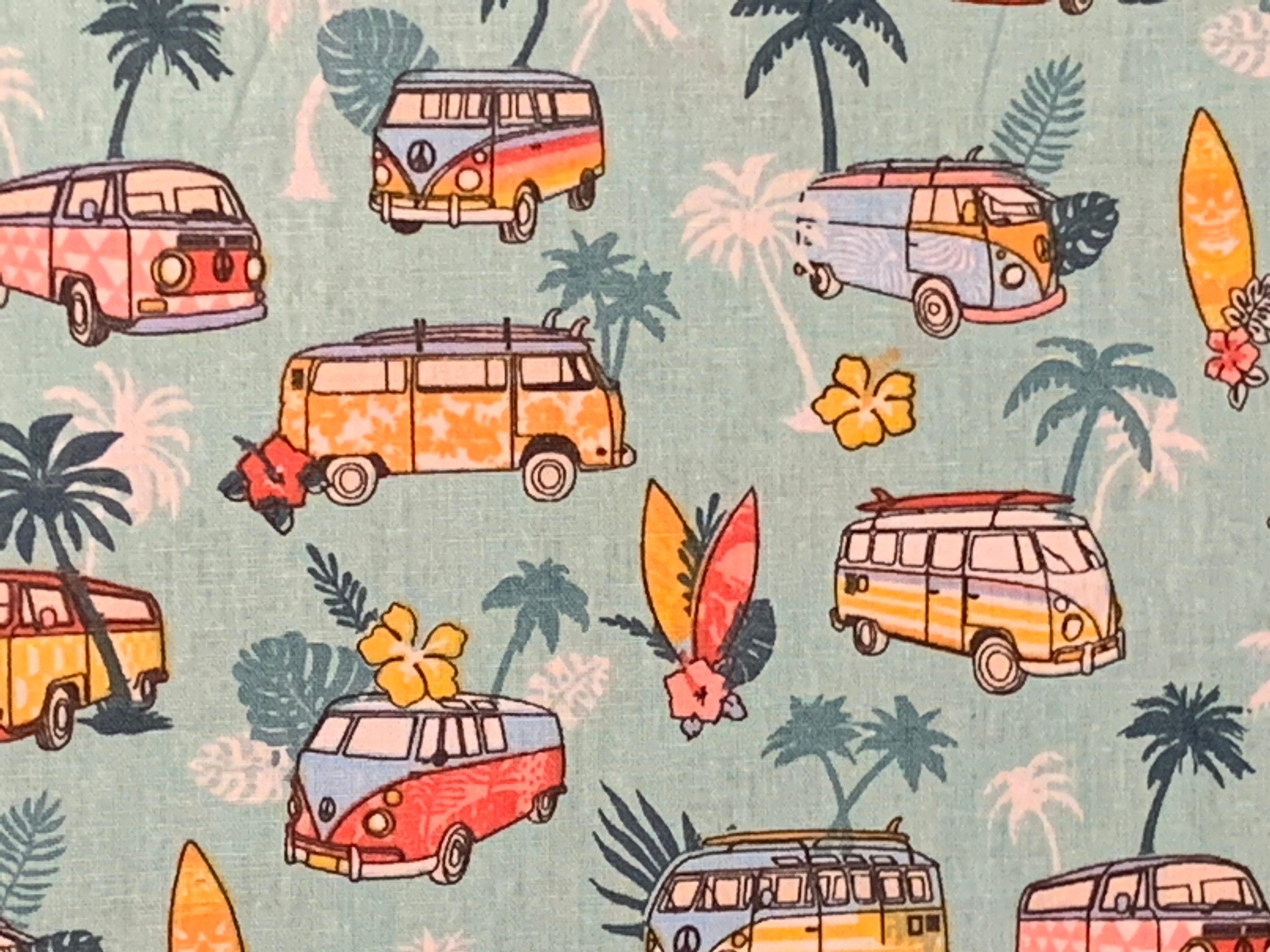 62-inch Wide Light Blue VW Bus Fabric Priced by the HALF Yard - Etsy