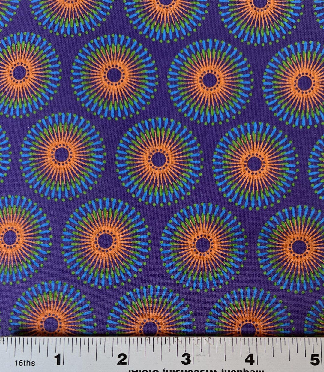 Three Cats Shweshwe Fabric From South Africa | Blue, Orange and Lime ...