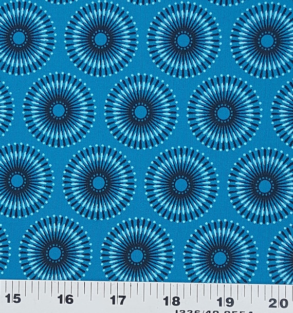 HALF Meter 3 Cats Black on Turquoise Medallion Shweshwe Fabric | Etsy