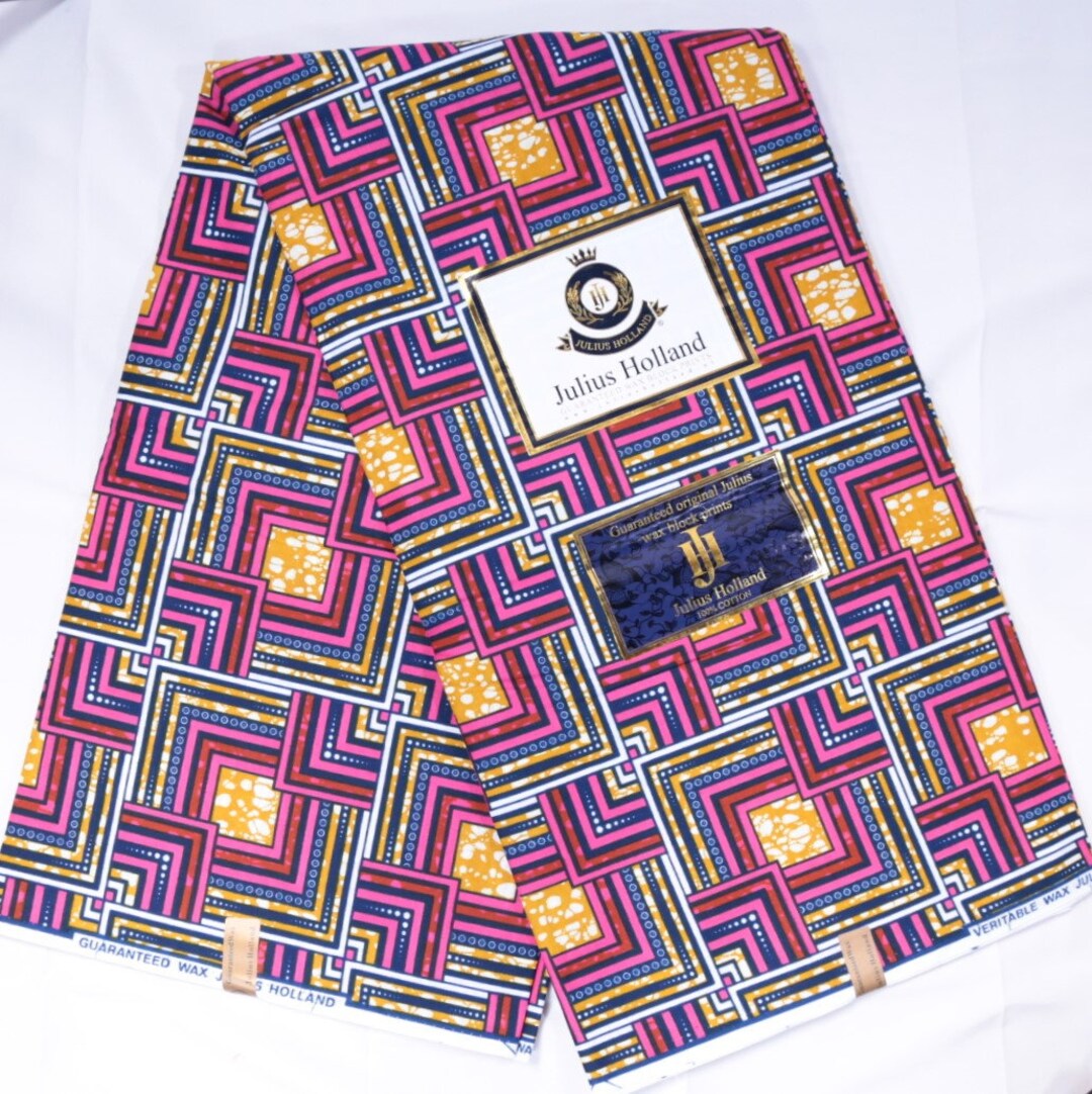 Magenta Square Pattern Wax Block Ankara Cotton Fabric by Julius Holland ...