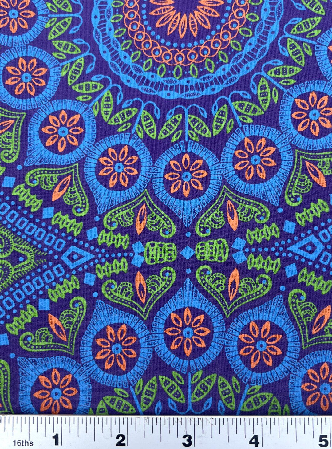 Three Cats Shweshwe Fabric From South Africa | Blue, Orange and Lime ...