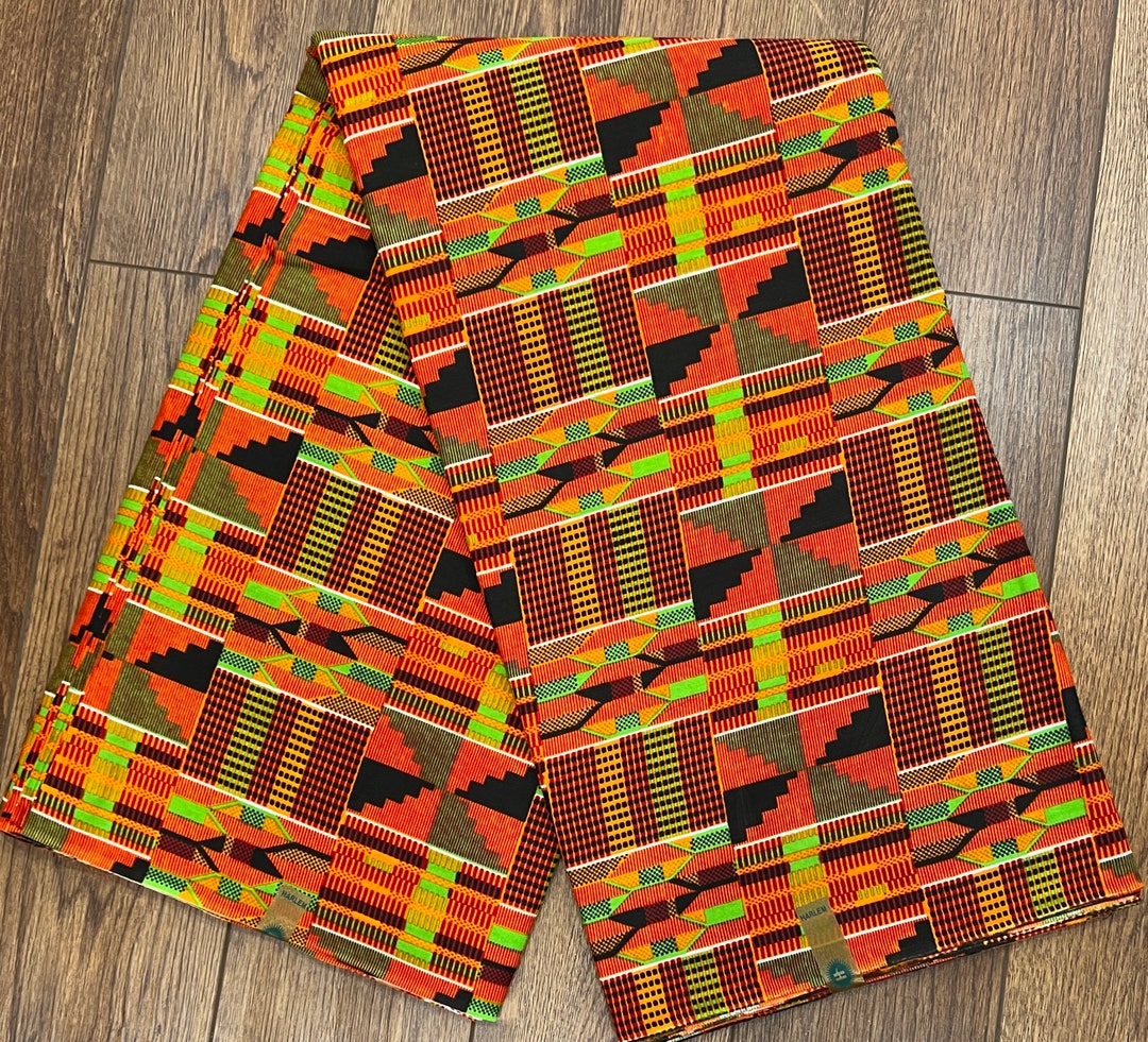 West African Abstract Kente Cloth Print Fabric | Made From 100% Cotton ...