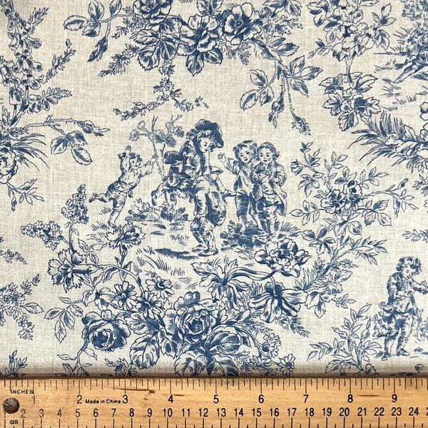 Blue Toile Fabric - Etsy