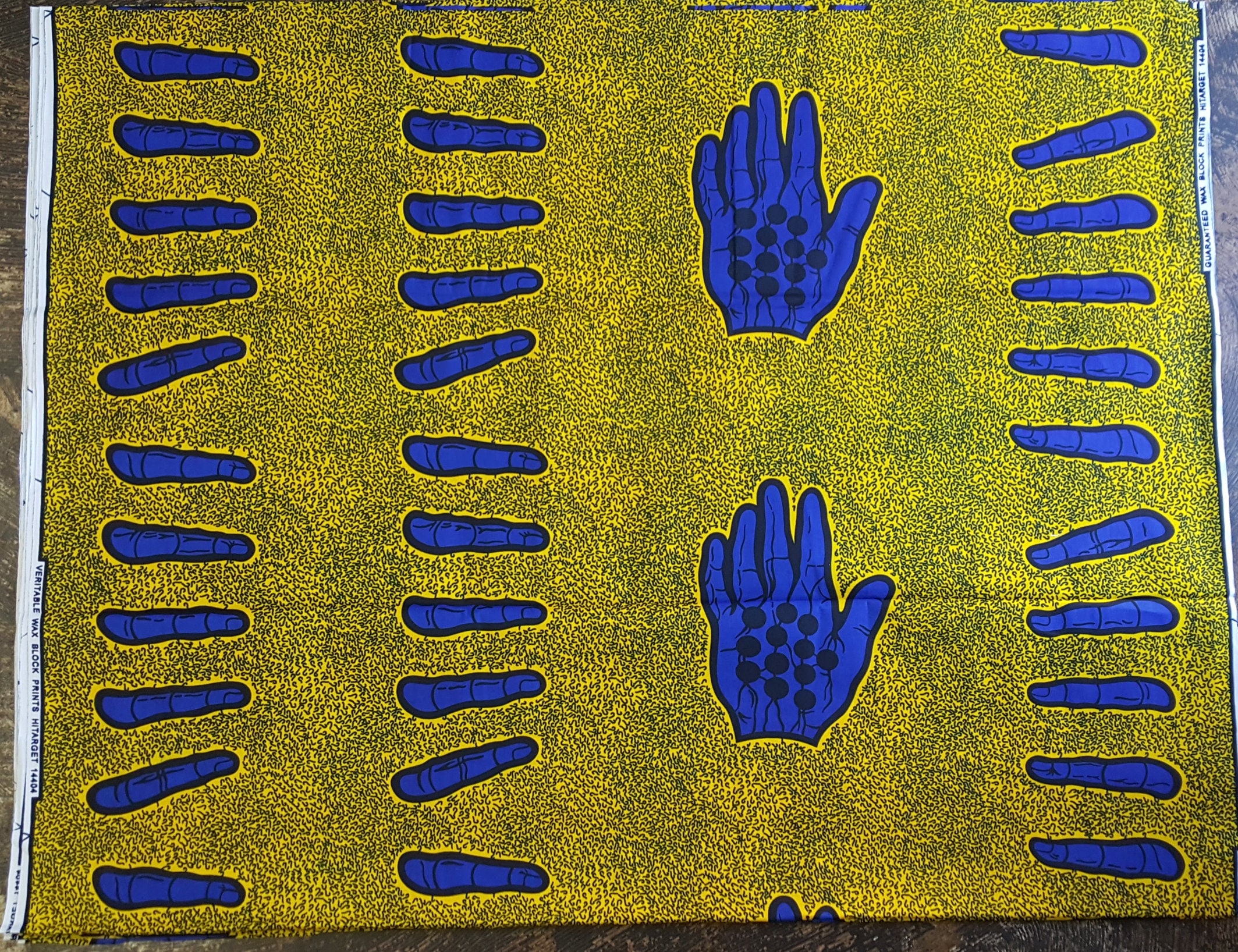 Yellow and Blue African Finger and Hand Print Cotton Fabric Sold by the ...