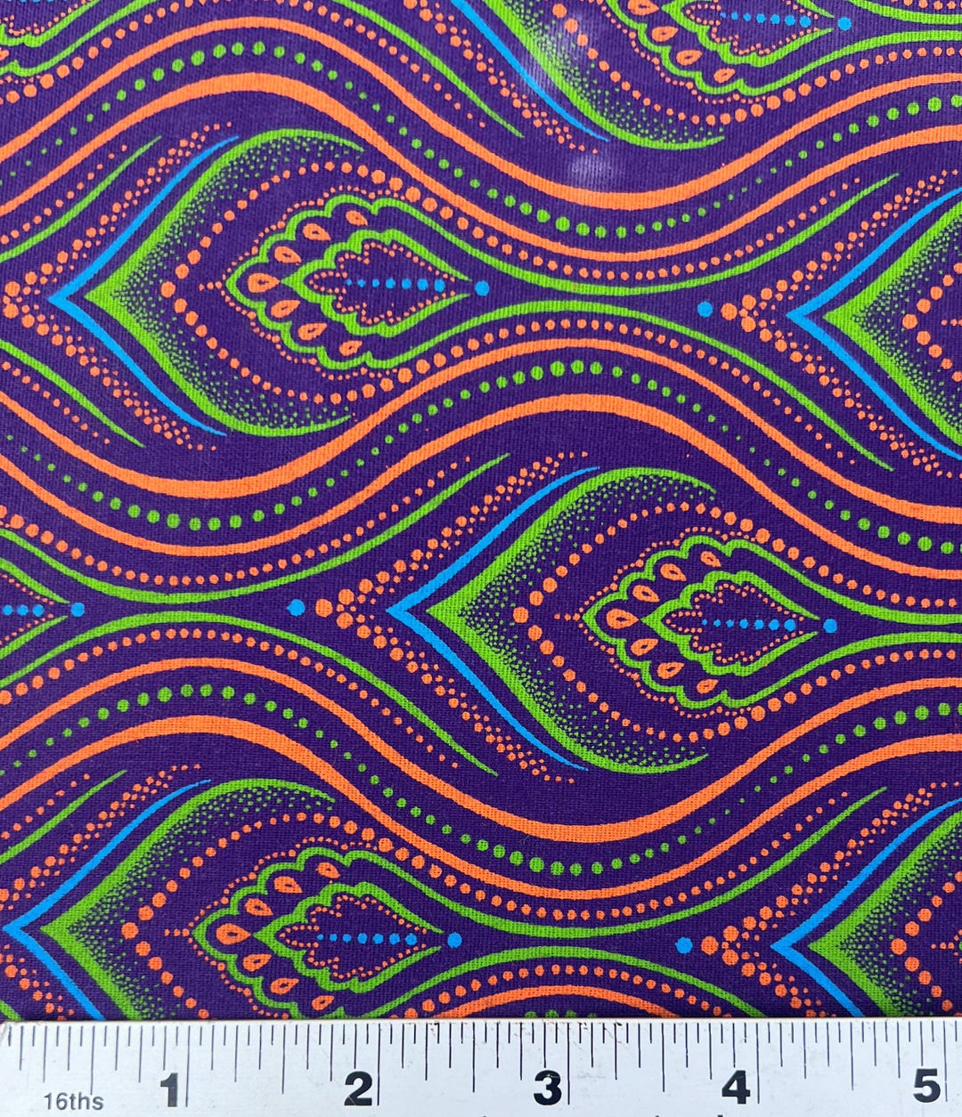 Three Cats Shweshwe Fabric From South Africa | Blue, Orange and Lime ...