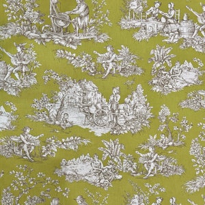 French Chartreuse Pastoral Toile Fabric | Approx. 71" Wide | Priced by ...