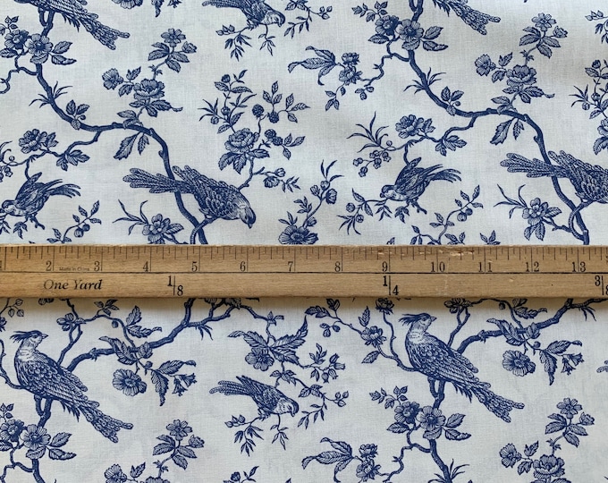 Blue Floral Toile Fabric Hummingbird Toile by Bridgettstahlman Toile ...