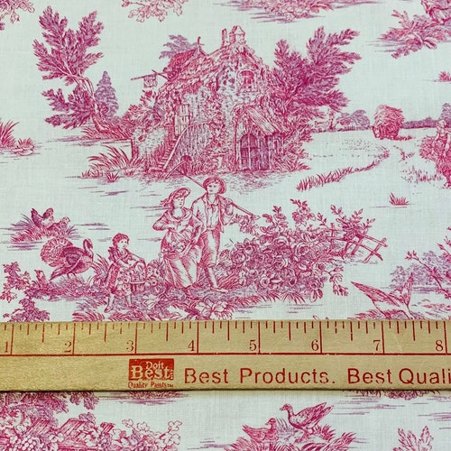 Fabric Pink and White Toile Fabric by the Yard - Etsy