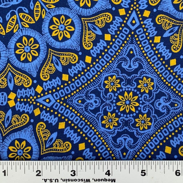 Blue Yellow Fabric - Etsy