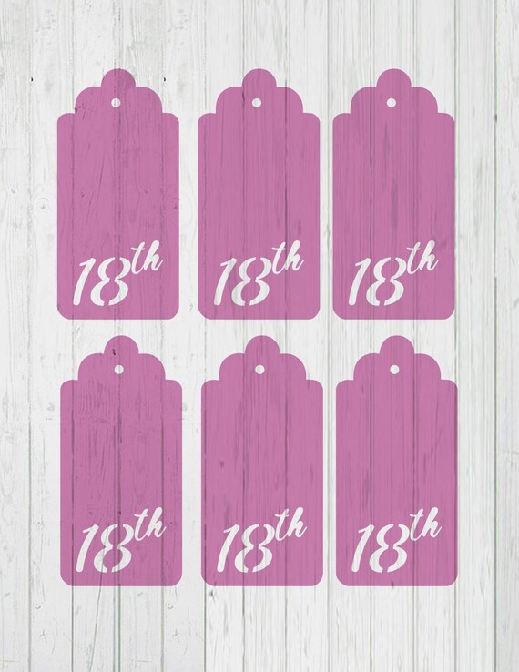 18th Scallop Tag Cut File Template Png Svg Dxf Ai Files - Etsy