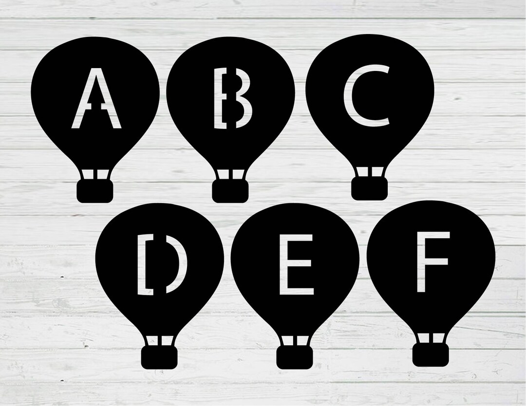 Hot air balloon alphabet a-z cut file template png svg dxf ai - Etsy ...