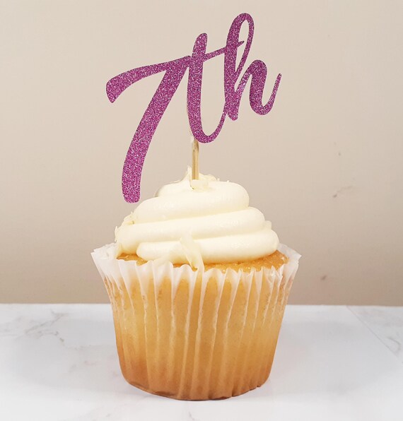 7th Cupcake Topper Cut File Template Png Svg Dxf Ai Files | Etsy