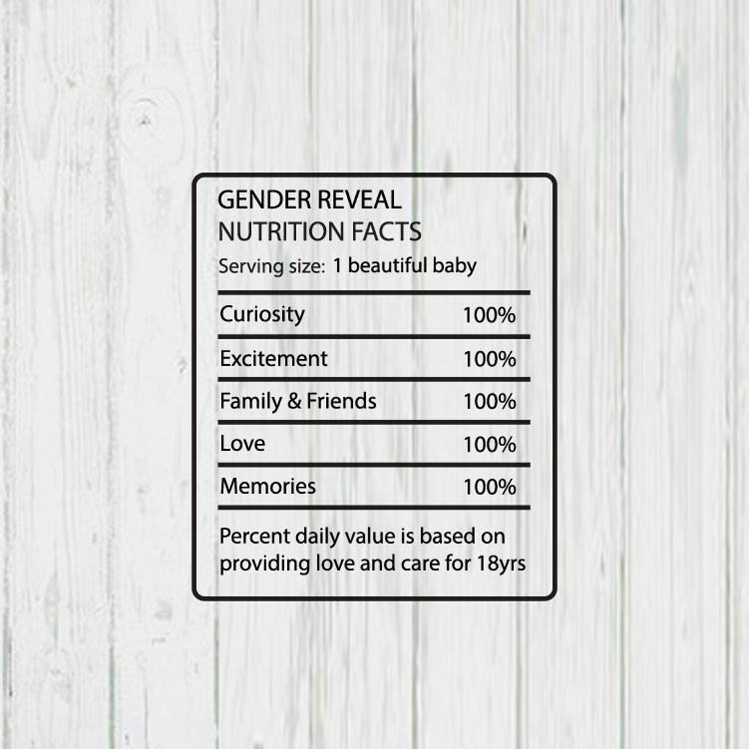 Gender Reveal Nutrition Facts Templates Png Jpg Ai Files - Etsy