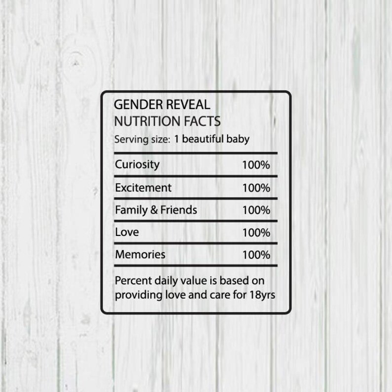 Gender Reveal Nutrition Facts Templates Png Ai Files Etsy