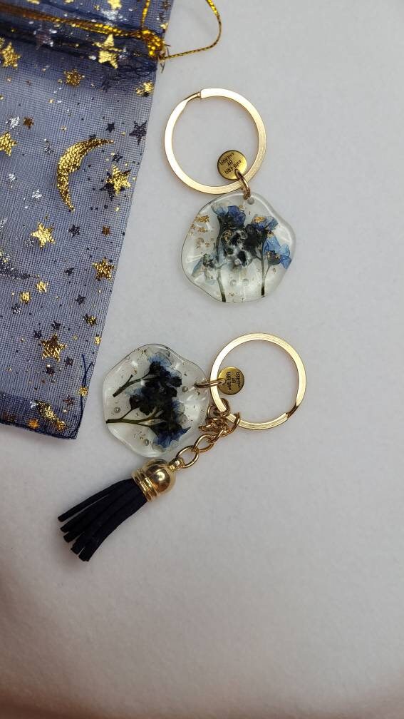 Matching Dog and Owner Collar Tag and Keychain Resin Flower | Etsy