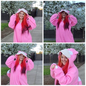 Slow Pink Hippo Inspired Cosplay ADULT Kigurumi Onesie, Dopey Style Pj ...