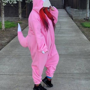 Slow Pink Hippo Inspired Cosplay ADULT Kigurumi Onesie, Dopey Style Pj ...