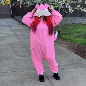 Slow Pink Hippo Inspired Cosplay ADULT Kigurumi Onesie, Dopey Style Pj ...