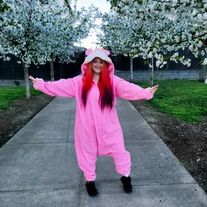 Slow Pink Hippo Inspired Cosplay ADULT Kigurumi Onesie, Dopey Style Pj ...