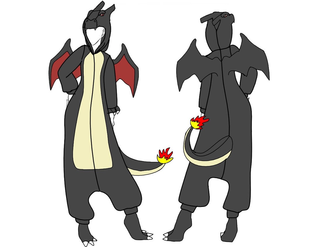 Char Lizard Dragon Inspired COSPLAY Kigurumi, Orange Winged Pocket ...