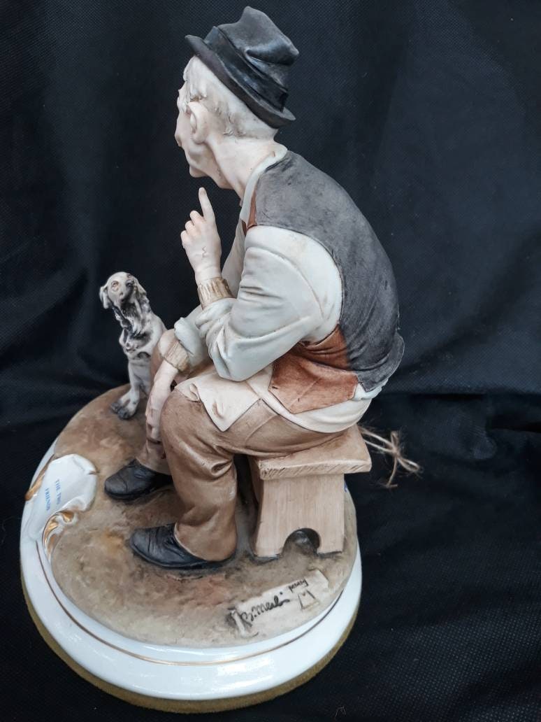 Bruno Merli Figurine the Two Friends Man and Dog 142 - Etsy