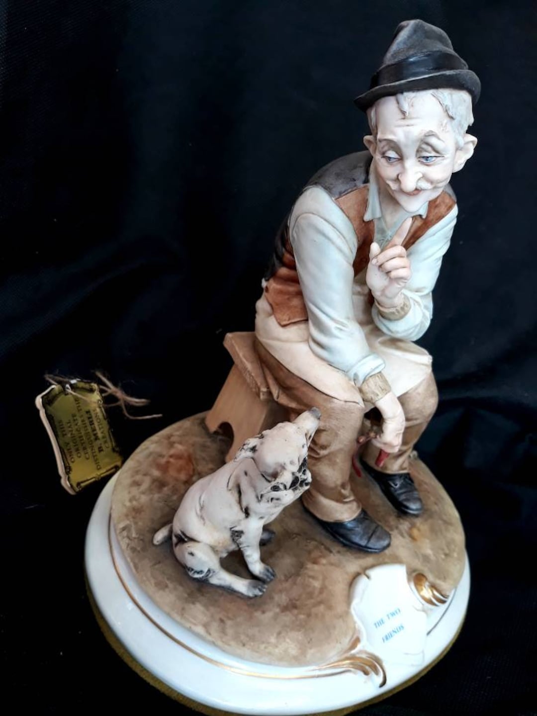 Bruno Merli Figurine the Two Friends Man and Dog 142 - Etsy