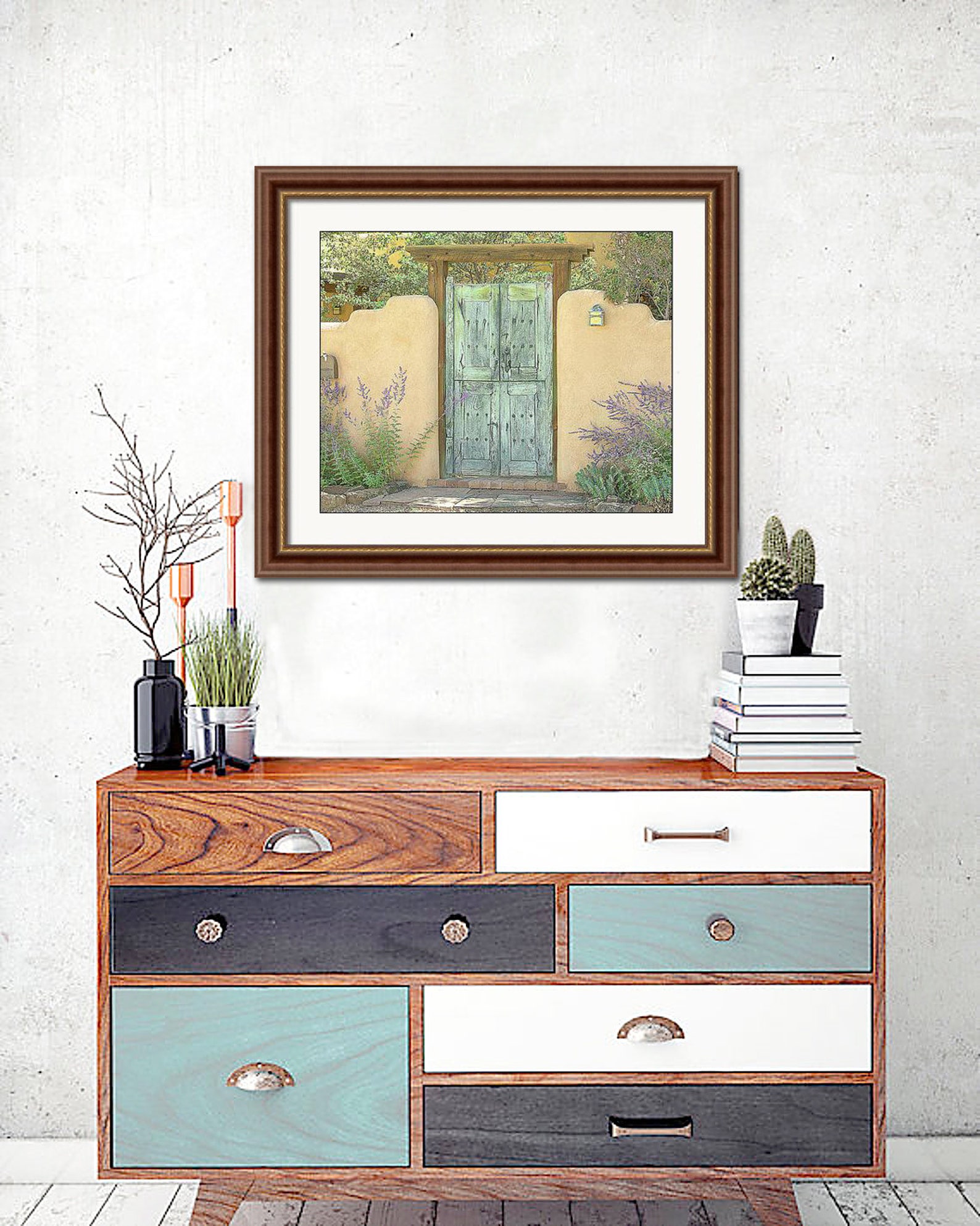 Southwest Decor, Rustic Door Art Print, Santa Fe Decor, Southwestern ...