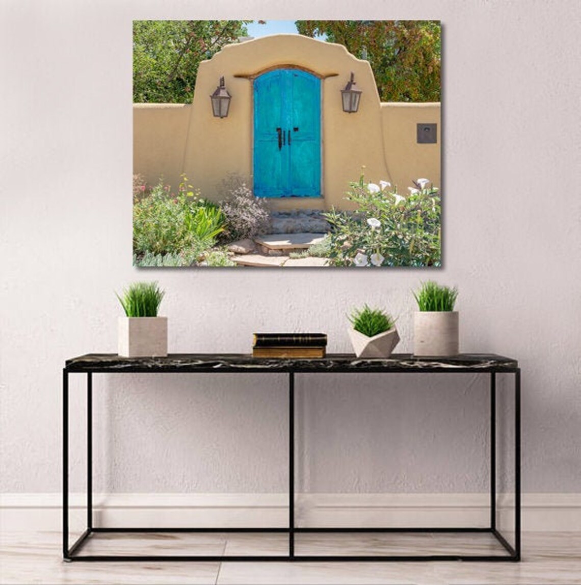 Santa Fe Turquoise Door Photo Southwest Photo Art Santa Fe - Etsy