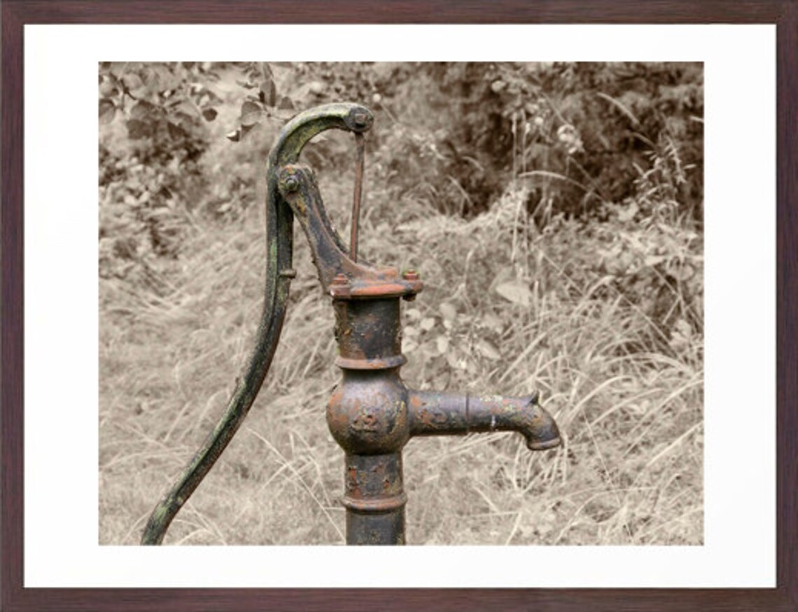 Rusty Water Pump Photo, Farmhouse Decor, Kitchen Art, Bathroom Decor ...