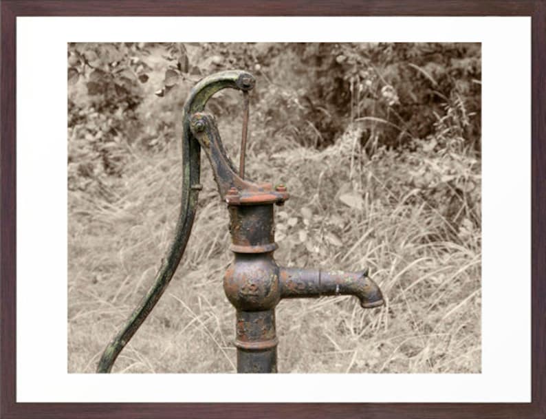 Rusty Water Pump Photo, Farmhouse Decor, Kitchen Art, Bathroom Decor ...