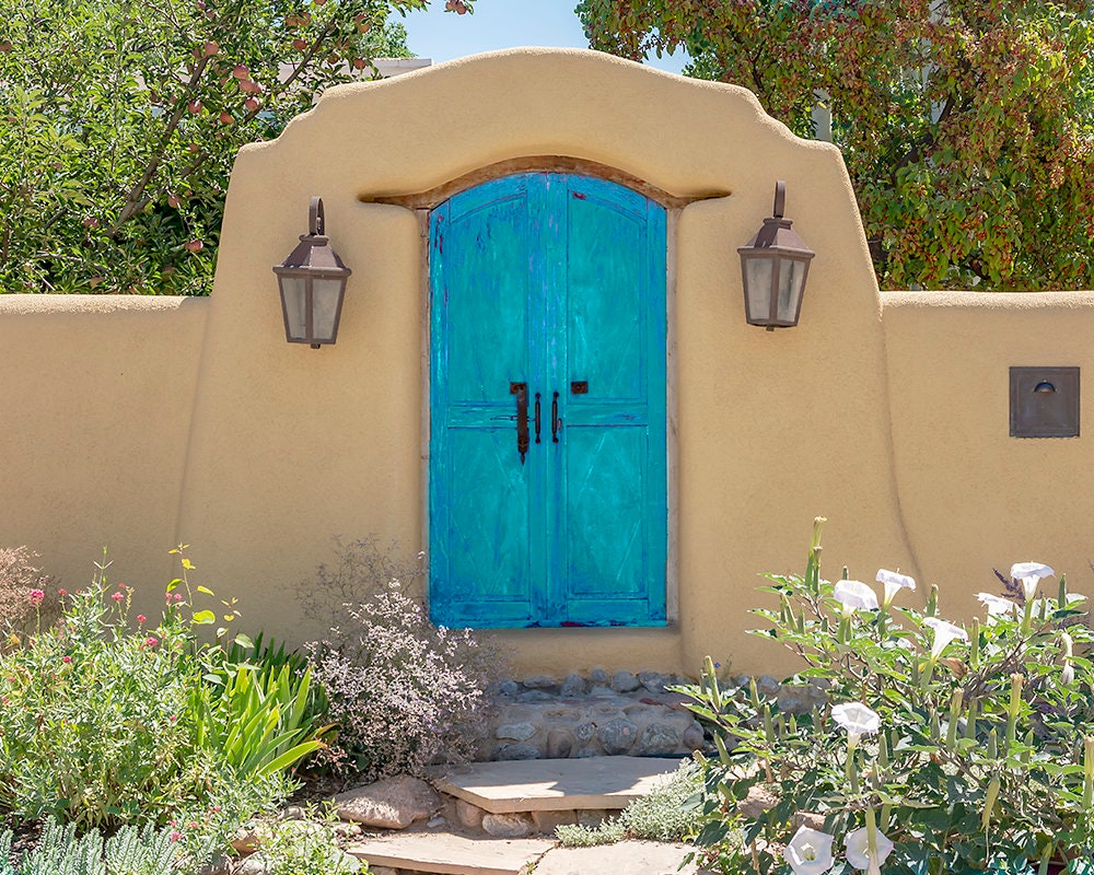 Santa Fe Turquoise Door Photo, Southwest Photo Art, Santa Fe Teal Door ...