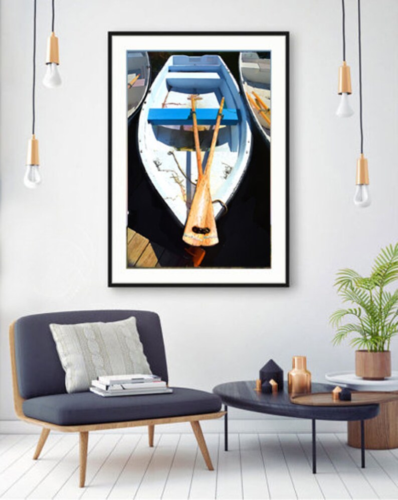 White Rowboat Photography Print, Coastal Wall Art - Etsy