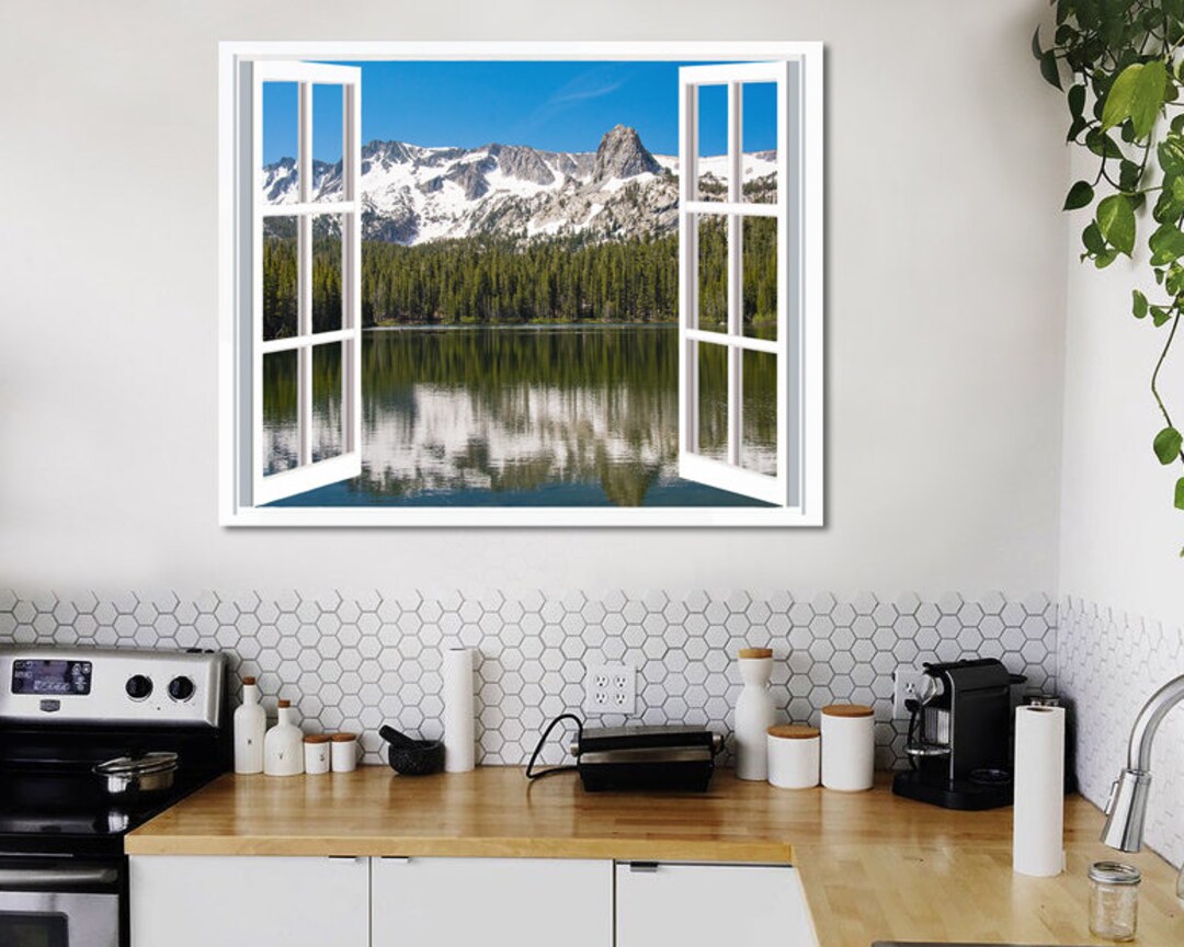 CANVAS Window Art Print, Window Framing View of Lake Mamie Mammoth ...
