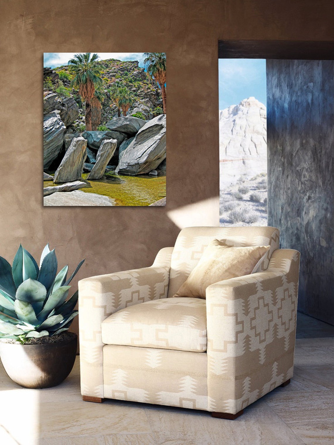 Desert Oasis Print, Palm Springs Oasis With Palm Trees, California ...