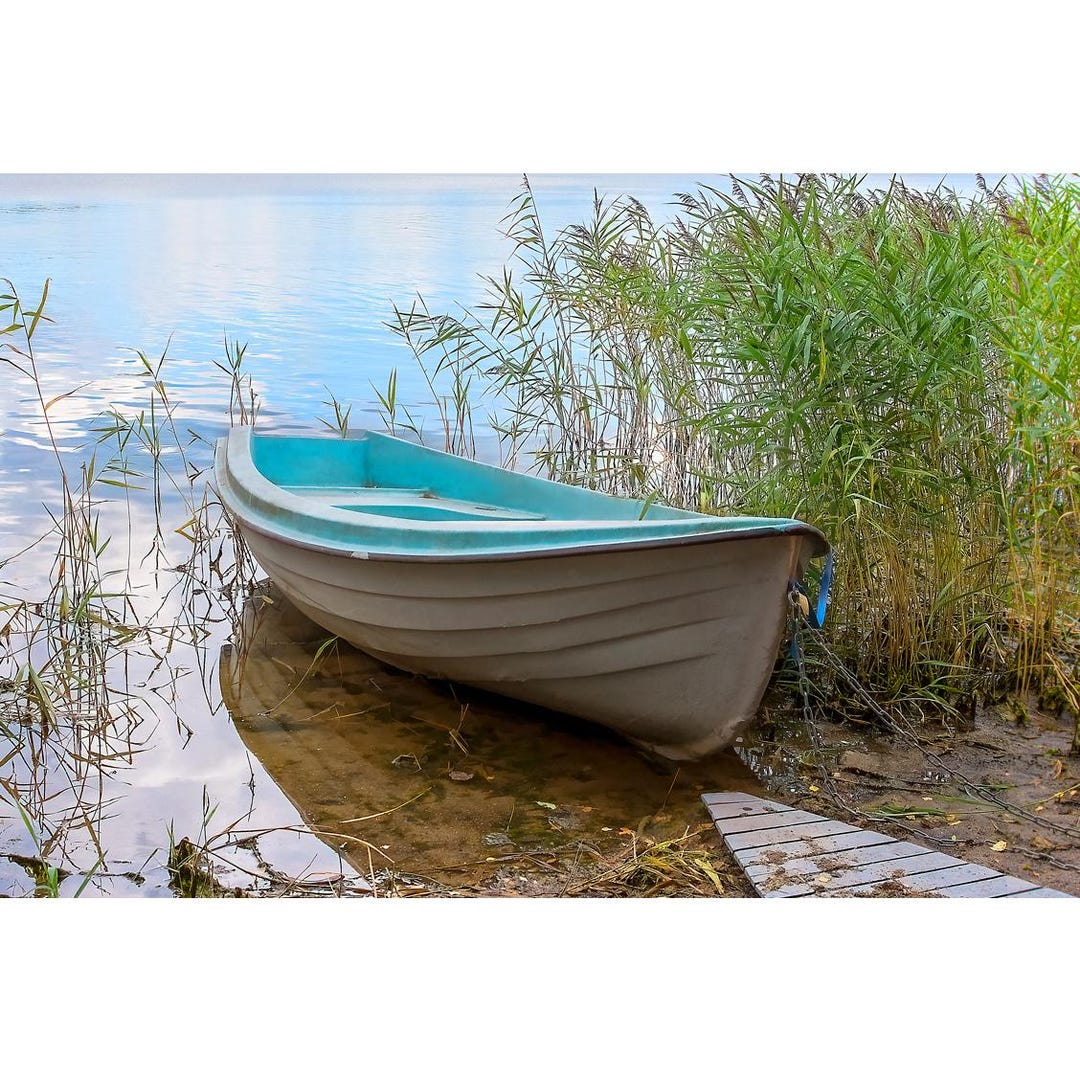 White Rowboat on Lake Photograph, Coastal or Lake House Art - Etsy