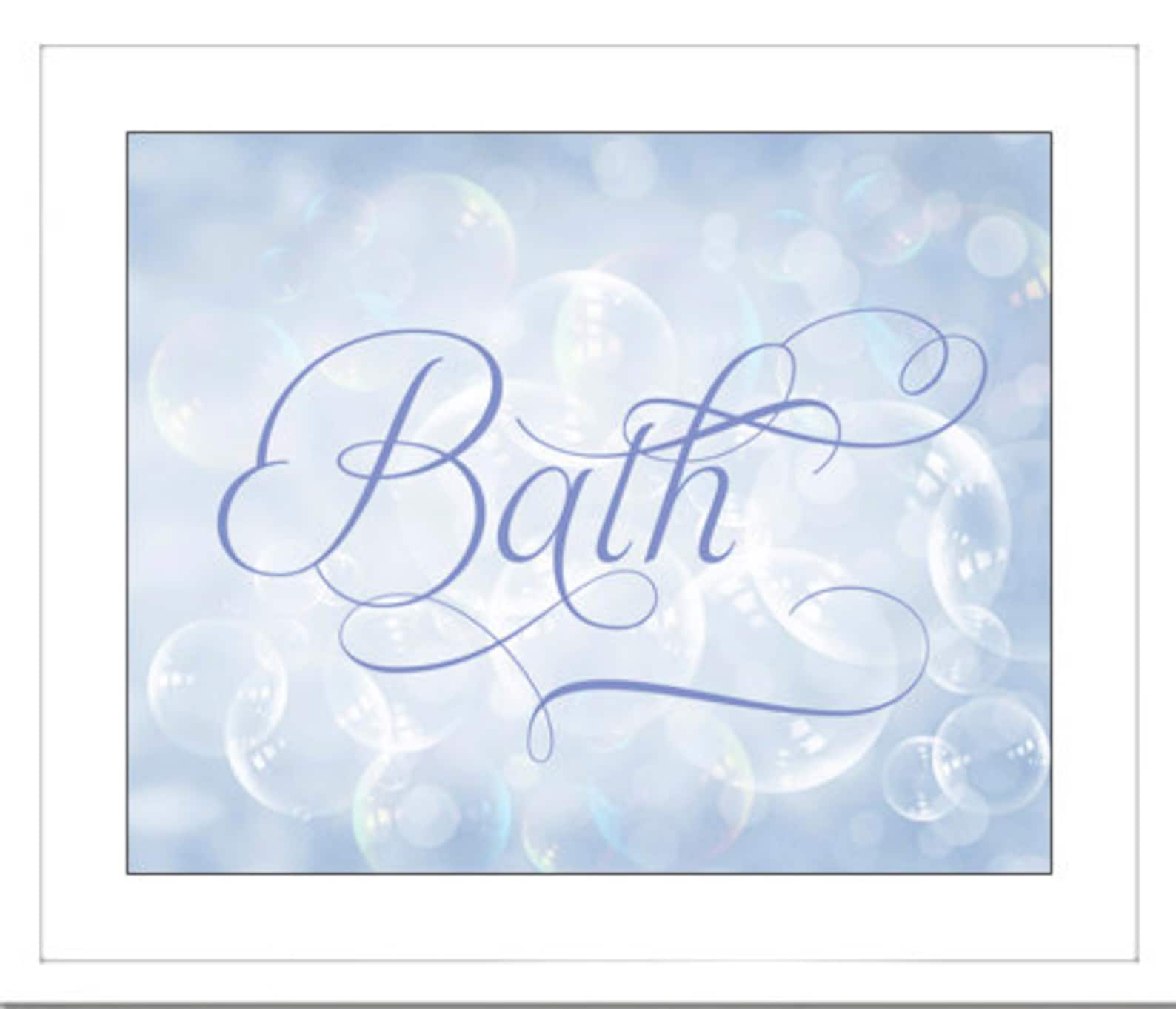 Bath Sign, Bubbles Bath Sign, Bathroom Door Sign, Light Blue Soap ...