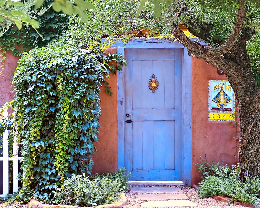 Southwest Blue Door Art Print, Santa Fe Wall Decor, Periwinkle ...