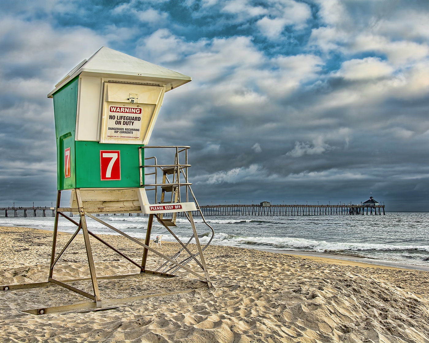 Green Lifeguard Tower Print Beach Décor Beach Wall Art Pier - Etsy