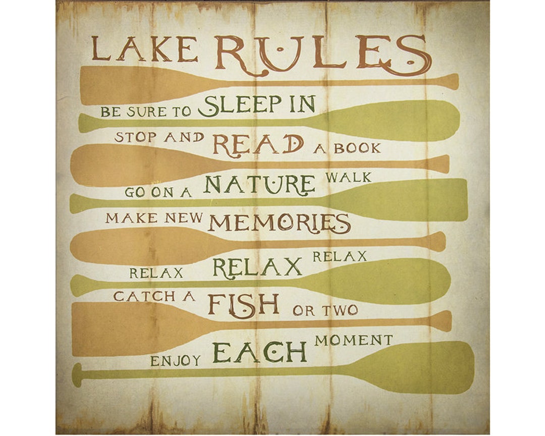 Lake Rules Sign for Lake House Decor, Funny Sign for Lake House, Lake ...