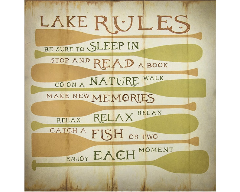 Lake Rules Sign for Lake House Decor, Funny Sign for Lake House, Lake ...