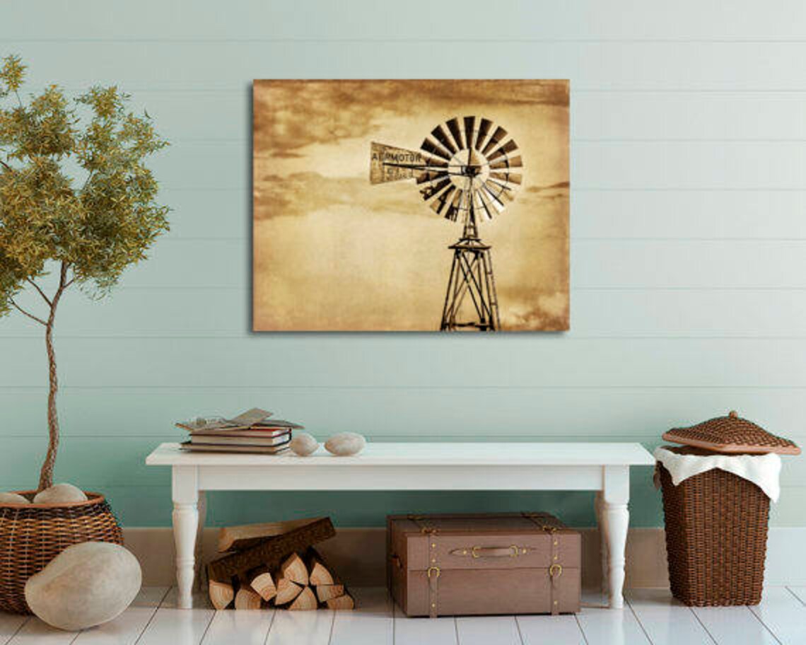 Old Windmill Pump Photography, Rustic Decor, Country Farmhouse Decor ...