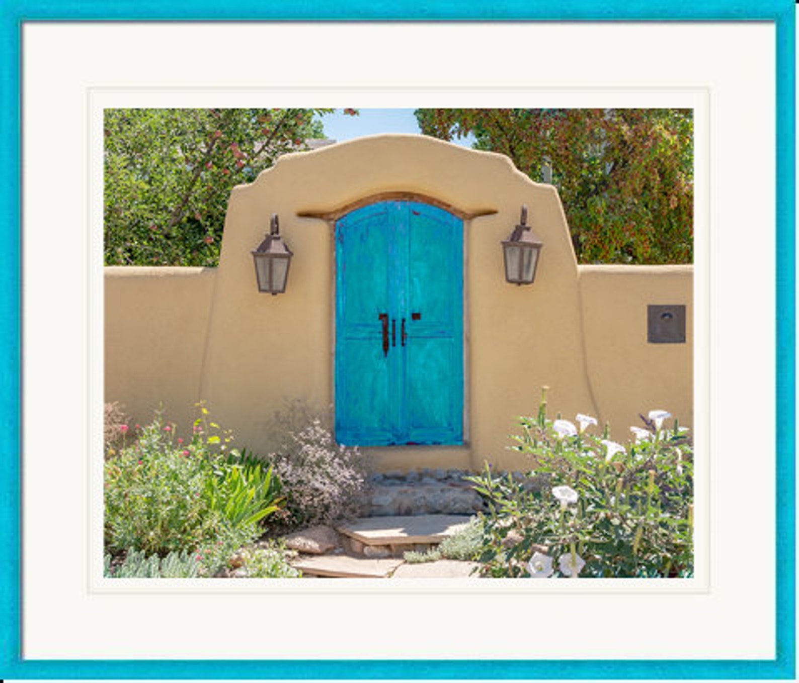 Santa Fe Turquoise Door Photo Southwest Photo Art Santa Fe - Etsy