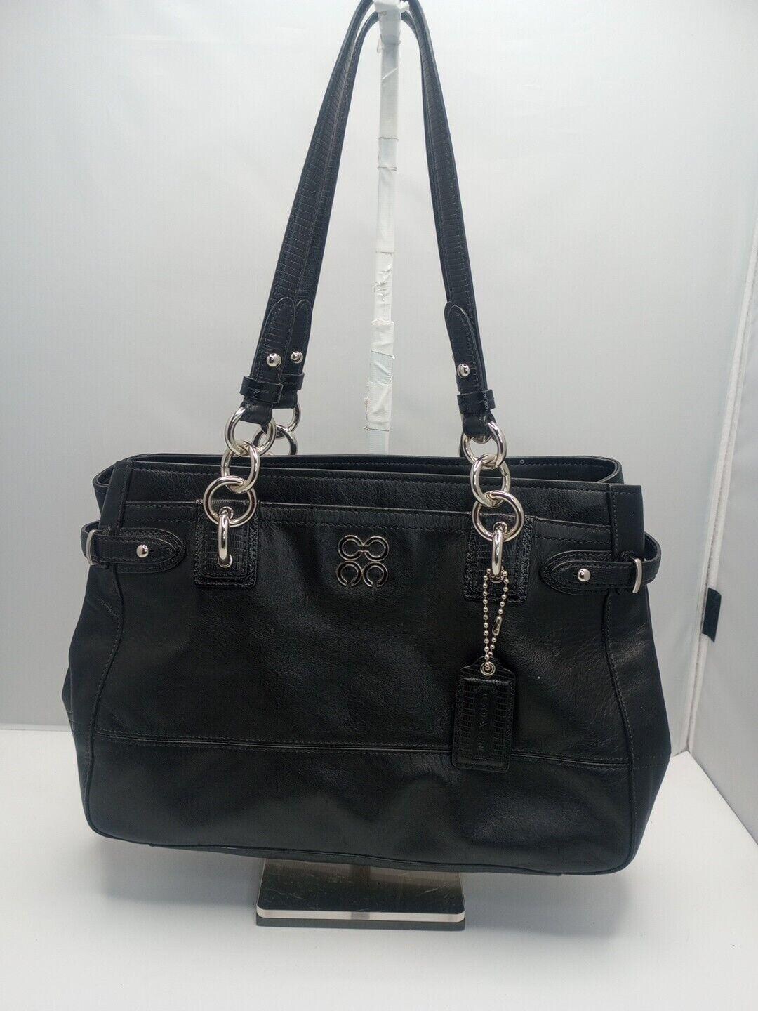 AUTHENTIC COACH Colette Womens Black Genuine Plush Leather Carryall ...