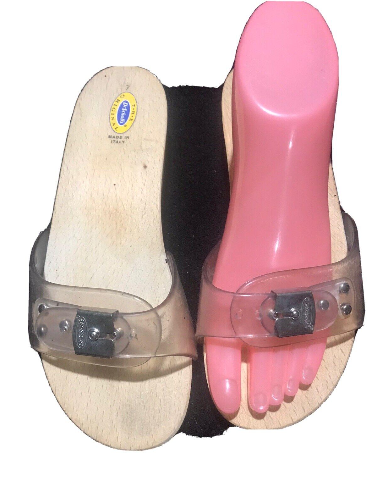 Vintage DR SCHOLLS Original Wooden Exercise Sandals Clear Made in Italy ...