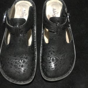 Alegria 6m Pg Lite Alg-435 Black Mule Textured Leather Upper Sz 36 ...