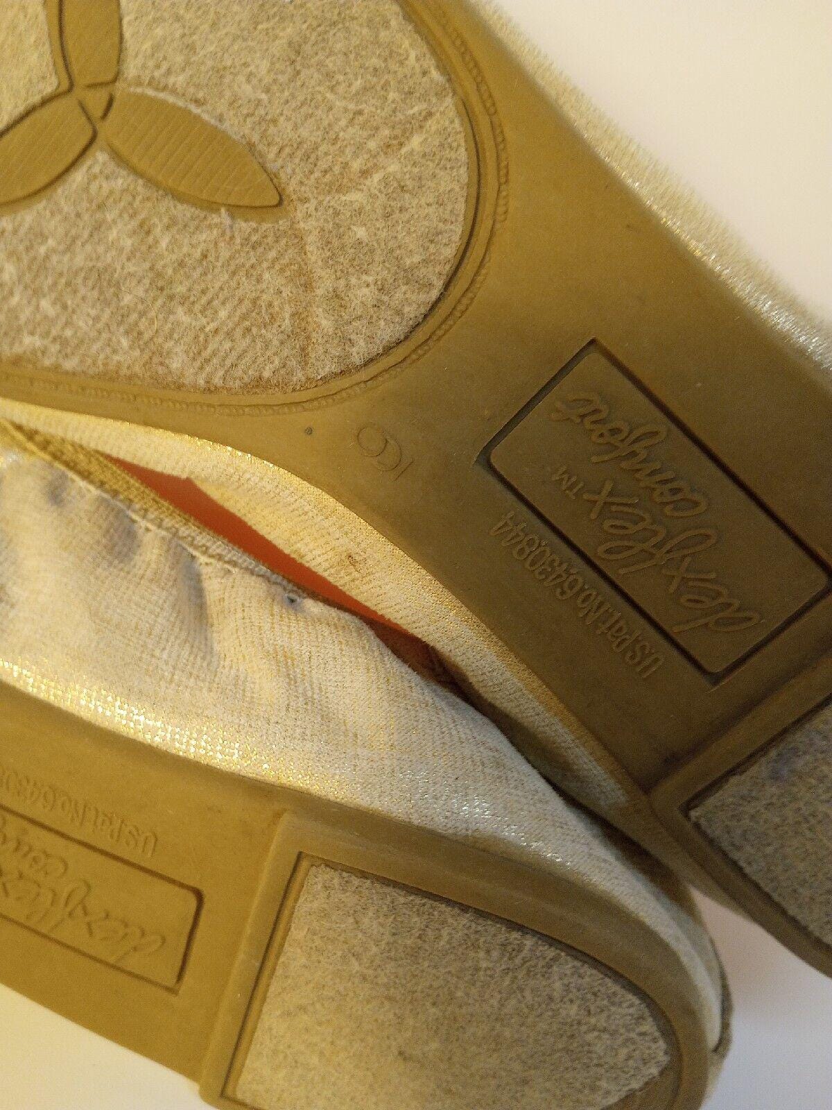 Dexflex Comfort Ballet Shoes Gold Slip on Espadrilles Shoes Womens Size ...